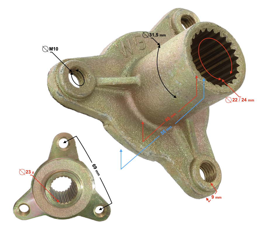Piasta koła tylnego Quad ATV na koło 7 (3 śruby) | sklep internetowy ...